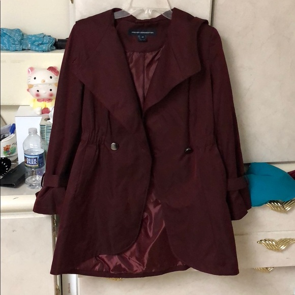French Connection | Jackets & Coats | New Burgundy Red Wine Trench Coat ...